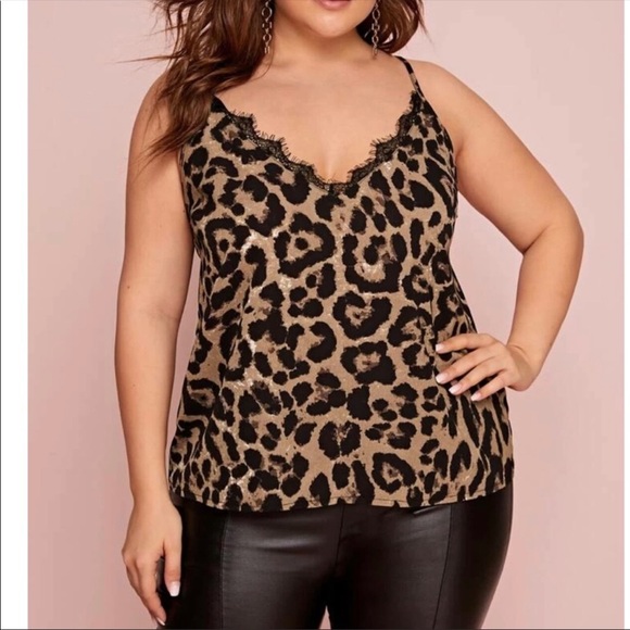 The Chic Petunia | Tops | Plus Size Leopard Print Cami With Lace | Poshmark
